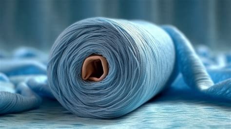 The Texture Of Light Blue Thread Needlework Unveiled A Roll Of Thread On Display Textile
