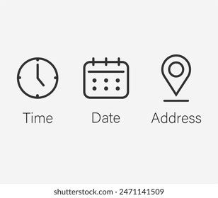 Date Time Location Address Icon Set Stock Vector Royalty Free Shutterstock