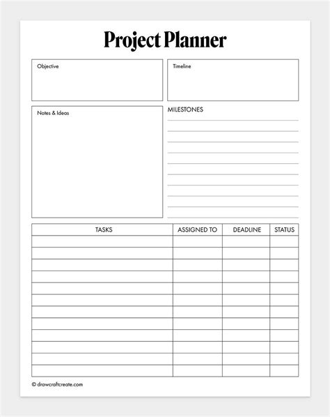 Free Printable Project Planner Template 12 Design Draw Craft Create