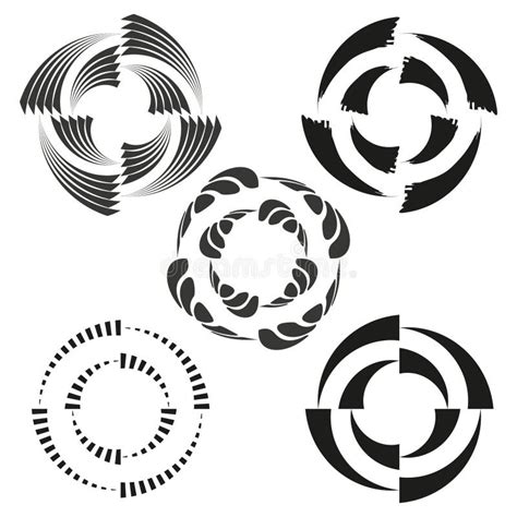 Abstract Circular Patterns Geometric Vector Designs Black And White Elements Rotational