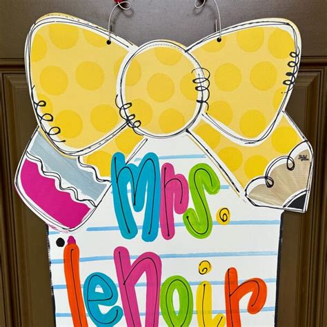 Notebook Paper With Pencil Bow Door Hanger Etsy