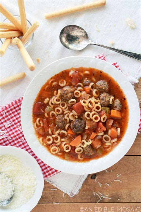 Spaghetti Ring And Meatball Soup Recipe An Edible Mosaic™