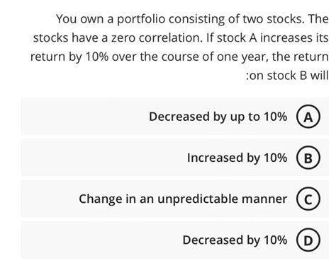 Solved You Own A Portfolio Consisting Of Two Stocks The