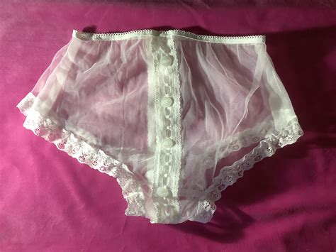 Vintage Style Sheer Nylon Lace Button Panties Etsy