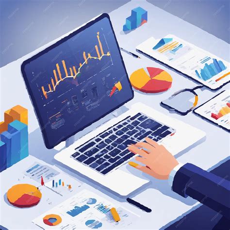 Man Is Standing In Front Of A Computer With A Graph On It Premium Ai Generated Vector