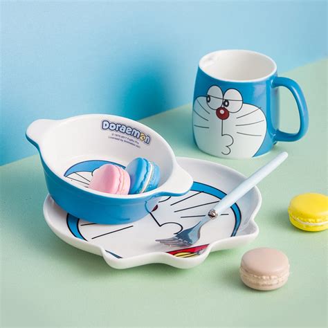 Doraemon Mug With Cover Machine Cat Blue Cute Ceramic Cup Xinnzy