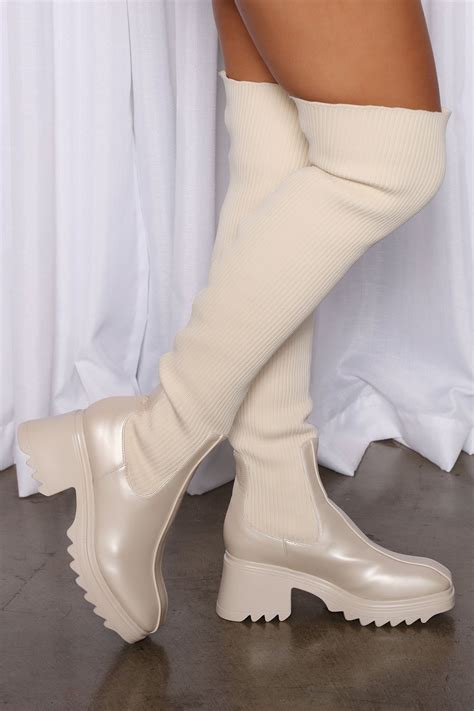 Sofie Over The Knee Boots Nude Fashion Nova