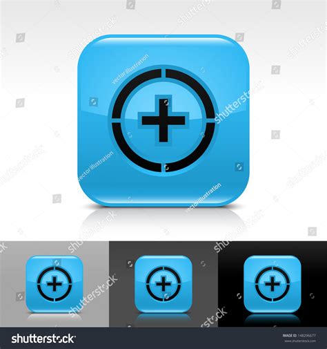 Plus In Circle Icon Blue Color Glossy Web Button With Black Sign Rounded Square Shape With