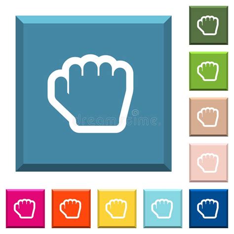 grab cursor white icons on edged square buttons stock vector