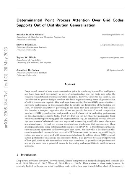 Pdf Determinantal Point Process Attention Over Grid Codes Supports Out Of Distribution
