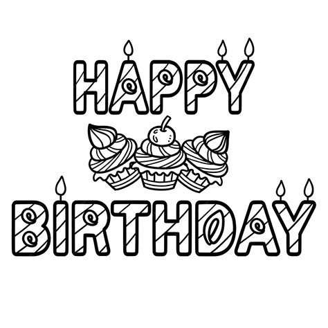 Feliz Cumpleaños Página Para Colorear Aislada Para Niños Vector Premium