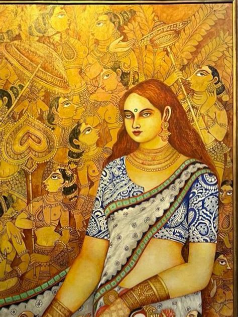 Devotees Immersed In Devotion Acrylic On Canvas By Nikunja Bihari