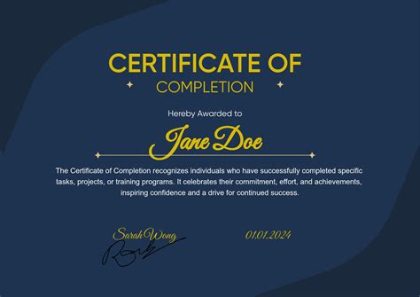 Certificate Of Completion Templates Sertifier