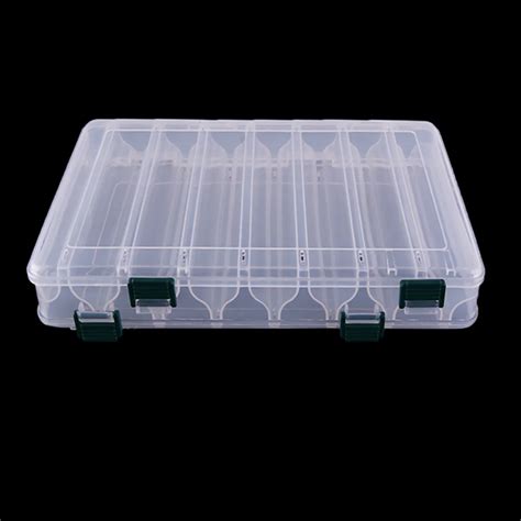 14 Compartments Plastic Fishing Lure Tackle Box Double Sided Fishing