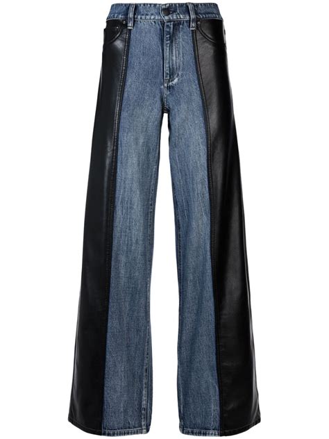 Alice Olivia Trish Panelled Wide Leg Jeans Blue Editorialist