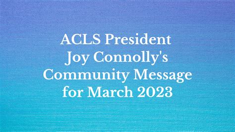 Acls Community Message For March 2023 Acls