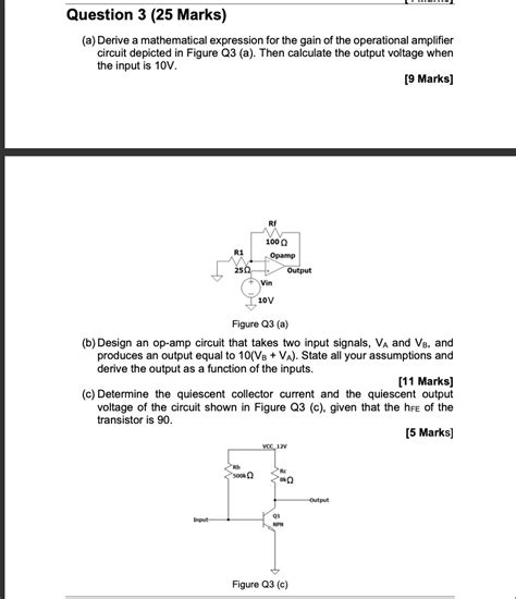 Question Marks A Derive A Mathematical Expression For The Gain Of The Operational