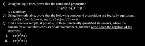 Solved A Using The Logic Laws Prove That The Compound Chegg