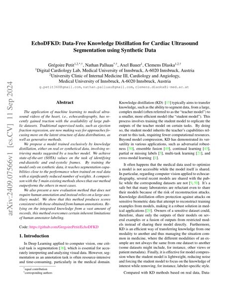 Pdf Echodfkd Data Free Knowledge Distillation For Cardiac Ultrasound Segmentation Using