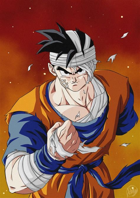 Gohan Future Anime Character With Black Hair And Tattoos