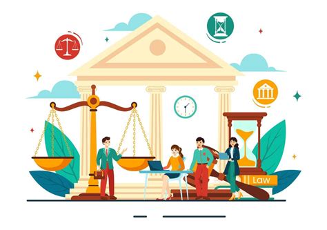 Law Firm Services Vector Illustration With Justice Legal Advice