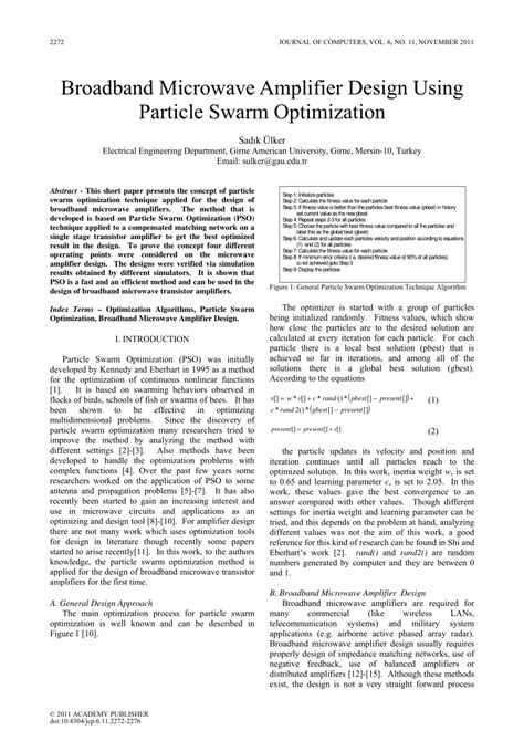 Pdf Broadband Microwave Amplifier Design Using Particle Swarm