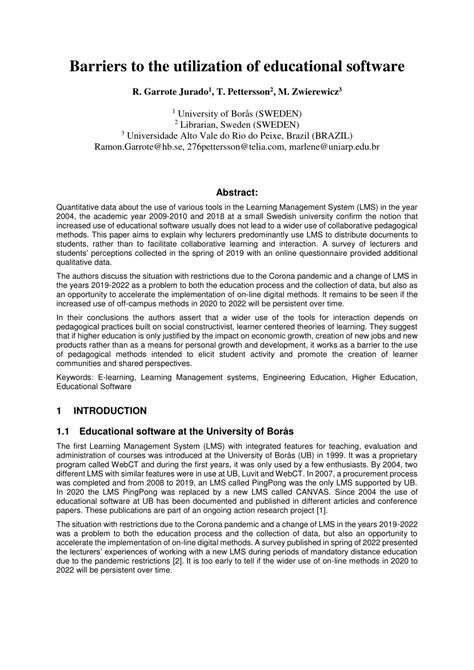 Pdf Barriers To The Utilization Of Educational Software