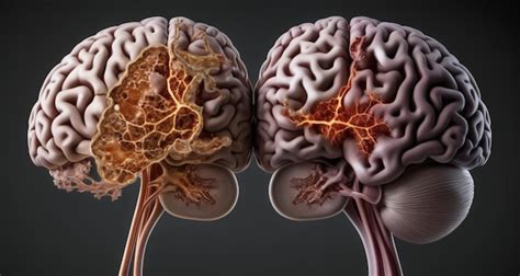 Premium Photo Neurological Comparison Healthy Vs Damaged Brain
