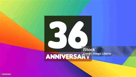 36주년 기념일 생일 축하 화려한 배경 선과 사각형이 있는 수평 간판에 대한 스톡 벡터 아트 및 기타 이미지 간판 기념일