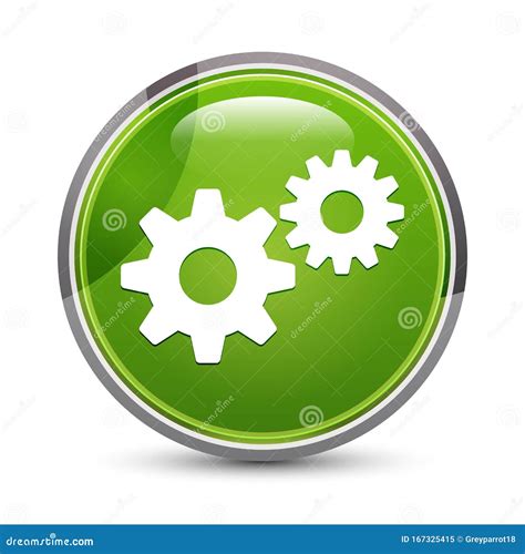 Settings Process Icon Elegant Green Round Button Vector Illustration