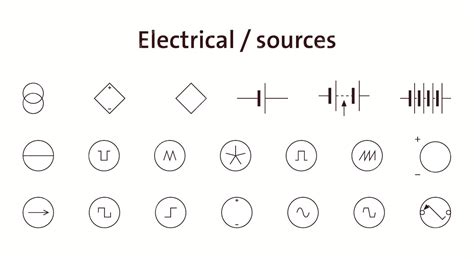 Premium Vector Electrical Sources Electronic Circuit Symbols