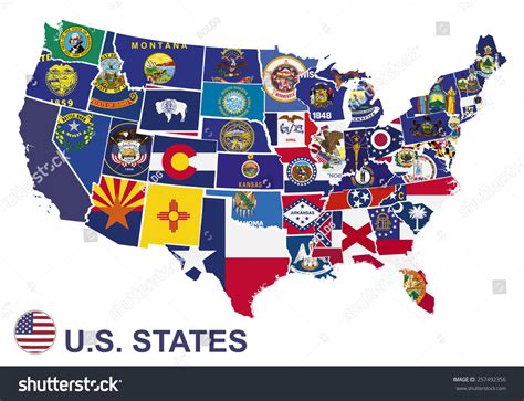 Us Map With State Flags Us Map Flag Svg United States Flag Map Svg Usa