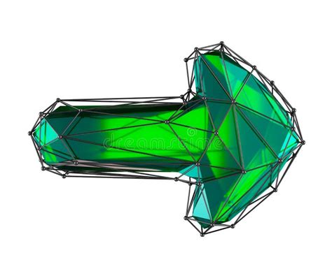 Arrow Made In Low Poly Style Green Color Isolated On White Background 3d Stock Illustration