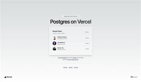 Vercel Postgres Nextjs Starter Vercel