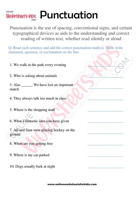 Punctuation Worksheets For 2nd Grade Your Home Teacher