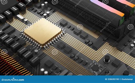 Central Processing Unit Set Black And White Vector Illustration