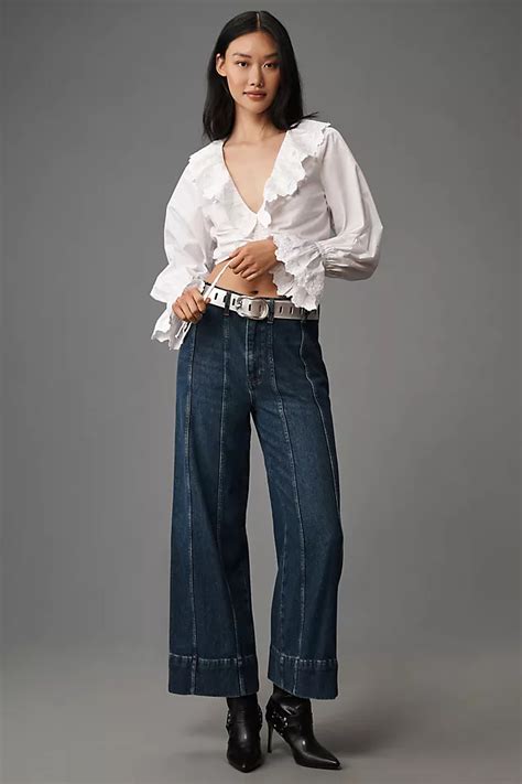 Frame Seamed High Rise Crop Wide Leg Jeans Anthropologie
