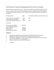 FIFO Process Costing Equivalent Units Unit Costs Cost Course Hero