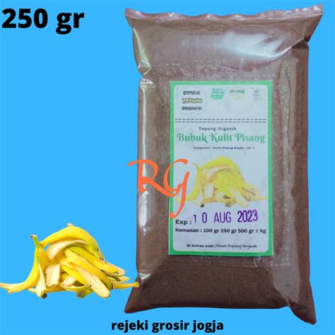 Jual Tepung Kulit Pisang Kepok Murni Kemasan 250 Gram Bubuk Kulit