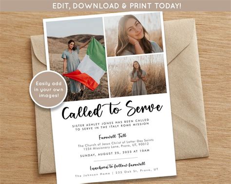 LDS Mission Farewell Invitation Sister Missionary Announcement Editable