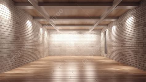 Empty Room In A Brick Building With A Small White Light Shining On It