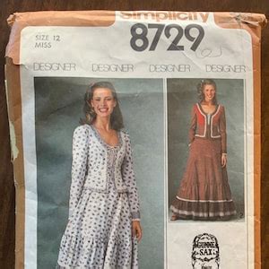 Tracing COPY Of Vintage Simplicity 8729 Gunne Sax Sewing Etsy
