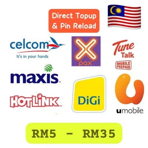 Instant Reload Topup Maxis Hotlink Celcom DiGi TuneTalk UMobile