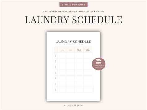 Laundry Schedule Printable Editable Weekly Laundry Routine Washing Day Planner Guide Diy Home