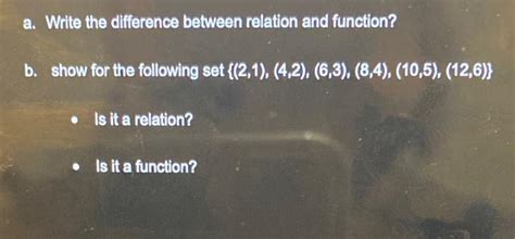 a write the difference between relation and