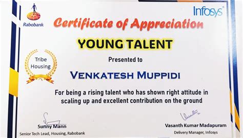 Venkatesh Muppidi On Linkedin I Reçeived Appreciation Certification