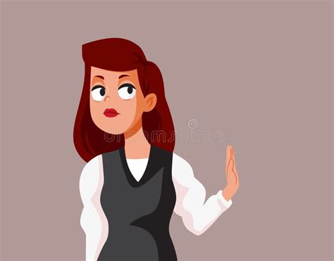 Unhappy Woman Refusing Being Skeptical Vector Cartoon Illustration
