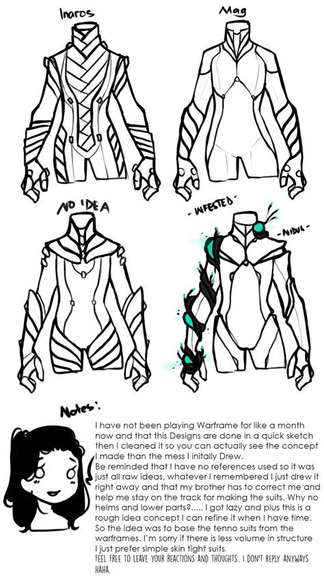 Some Tenno Suit Concept With My Notes Rwarframe
