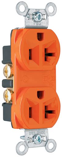 20a 125v Hard Use Spec Grade Duplex Receptacle Back And Side Wire Orange