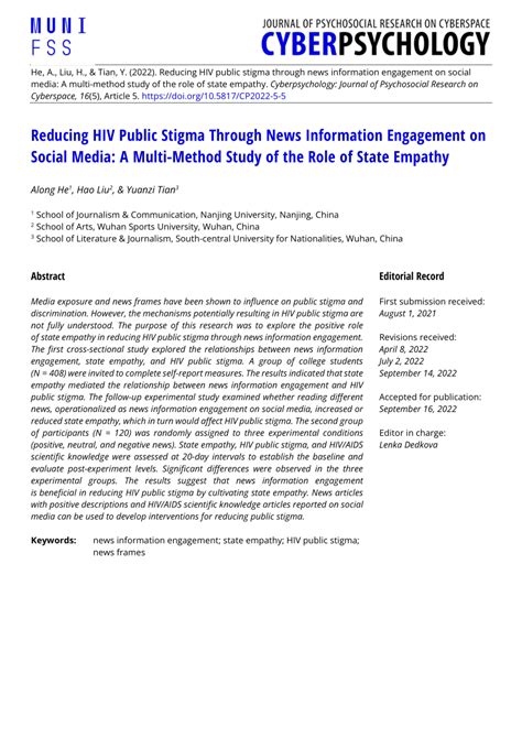 Pdf Reducing Hiv Public Stigma Through News Information Engagement On